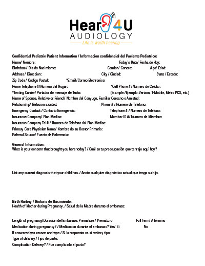 Hearing Evalution and Forms | Hear 4 U Audiology
